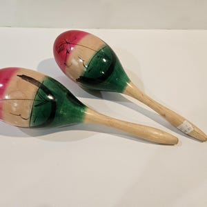 Vintage Mexican Maracas Hand Painted Wooden Maracas MEXICO - Etsy