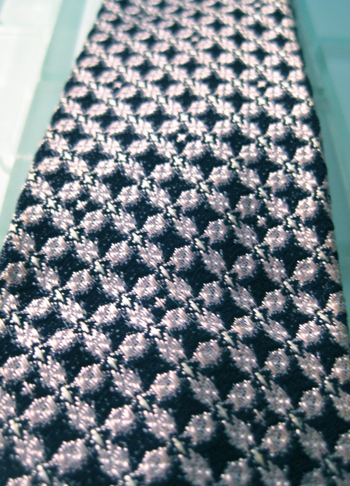 Black Silver Skinny Tie Pattern Necktie Mad Men - Etsy