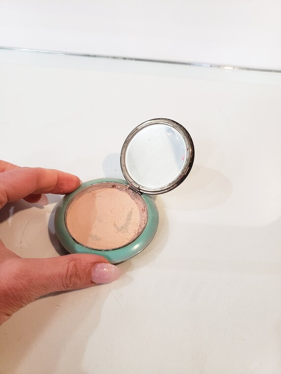 1920s Floral Powder Compact - Flapper Era Celluloid P… - Gem