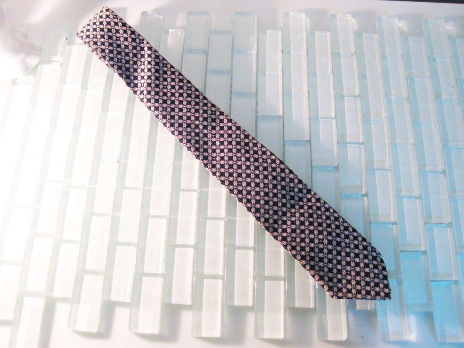 Black Silver Skinny Tie Pattern Necktie Mad Men - Etsy