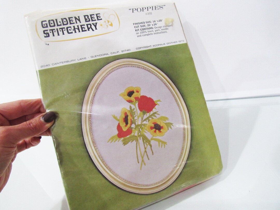 Floral Poppy Needlepoint Kit on Linen Golden Bee Stitchery - Etsy