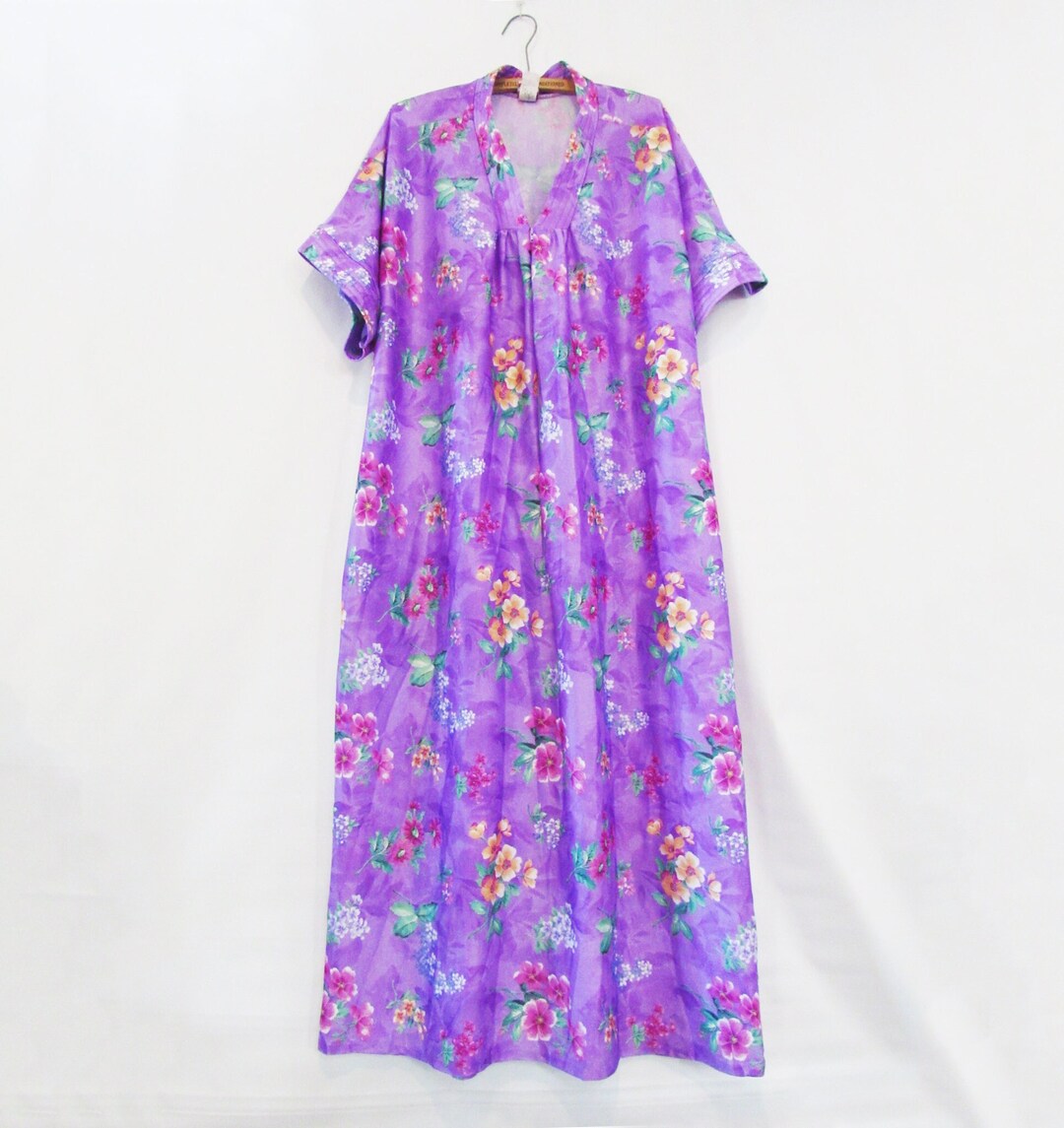 Purple Floral Kaftan Plus Size - Bright Floral Housecoat - Dramatic ...