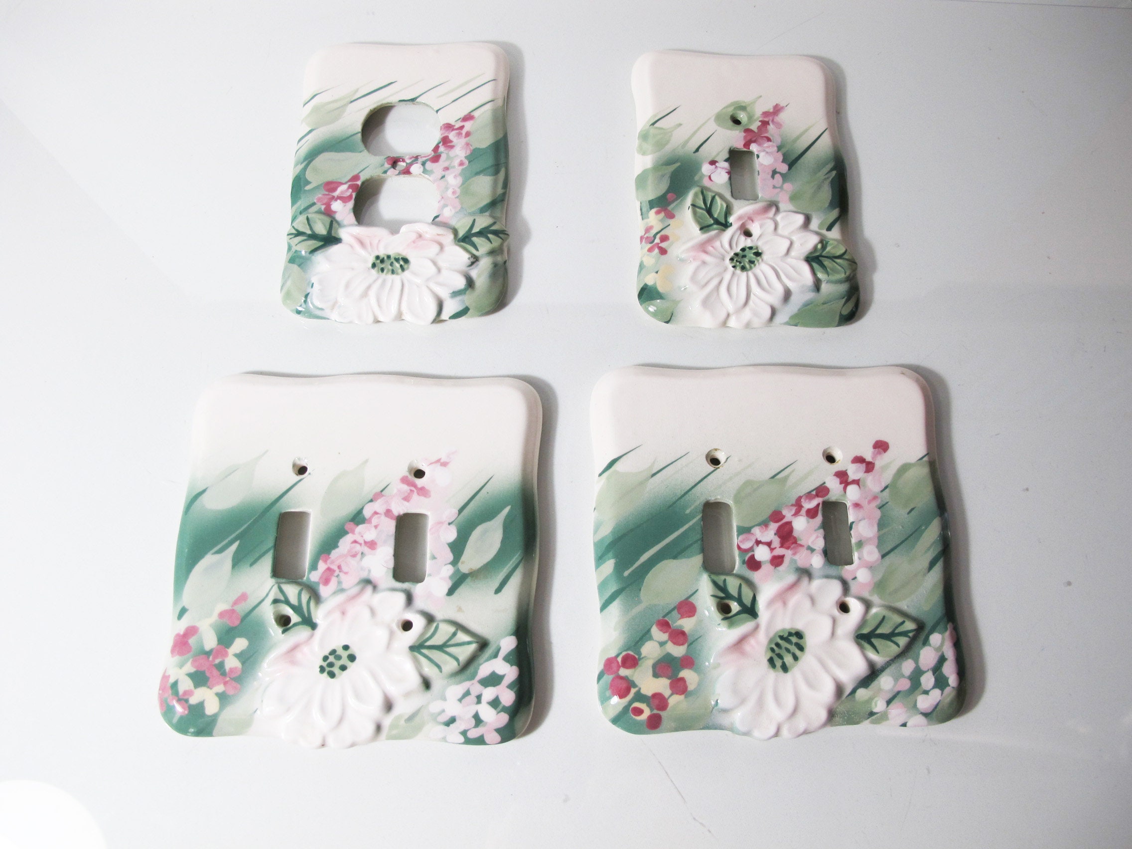 Floral Ceramic Switchplates / Wall Plug Plate 4 Available - Etsy