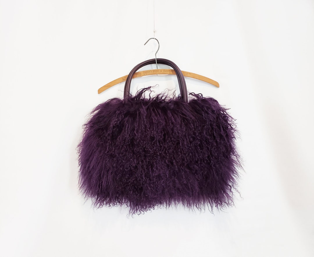 Purple Angora Handbag Purple Top Handle Bag Dramatic and Fun - Etsy