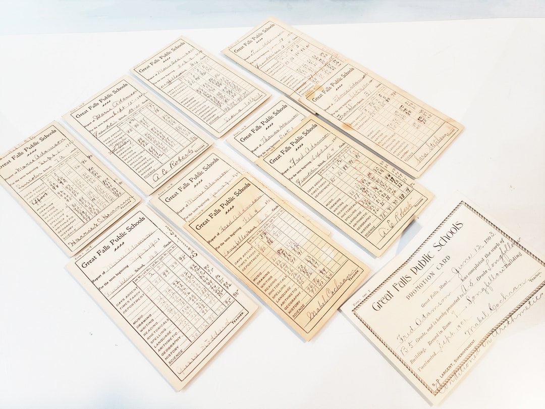 1900s Report Card - Edwardian Grade School Report Cards - Great Falls ...