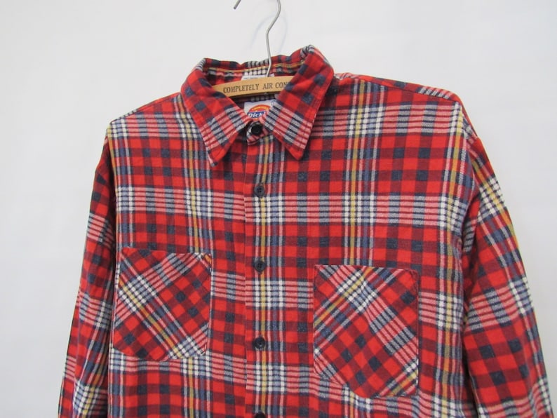 Dickies Red Plaid Flannel Shirt Large Grunge Punk Rock Shirt - Etsy