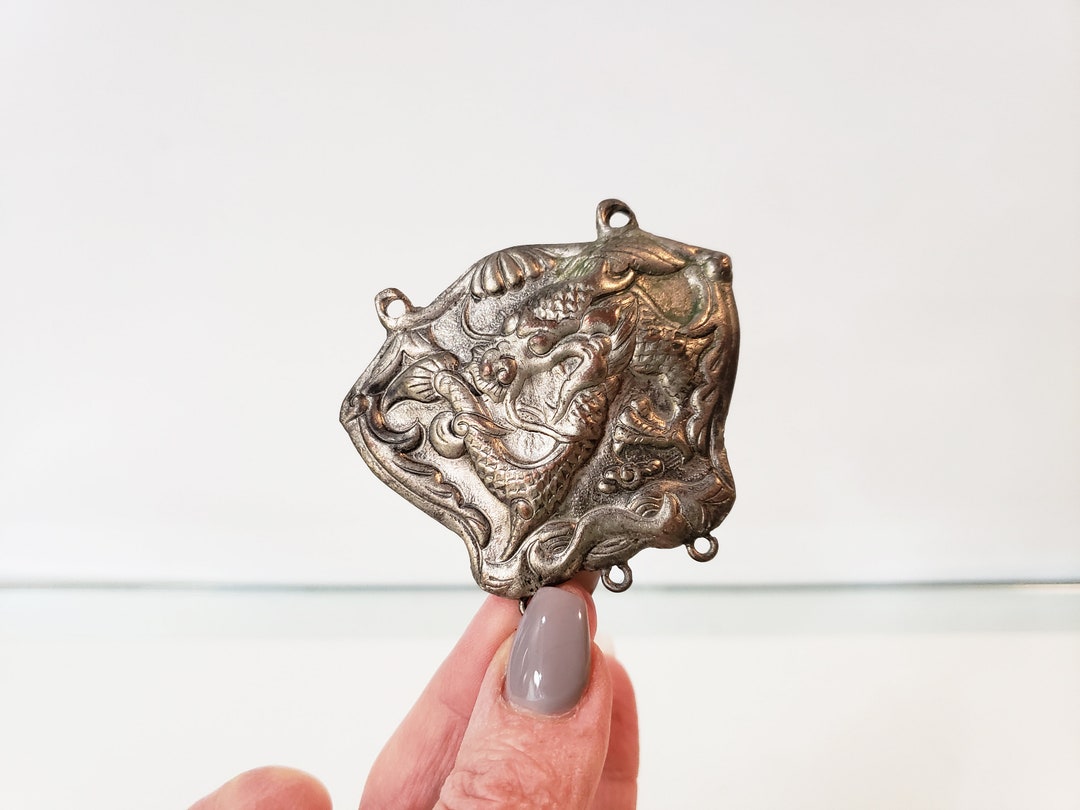 Metal Asian Dragon Medallion Dragon Pendant Statement - Etsy