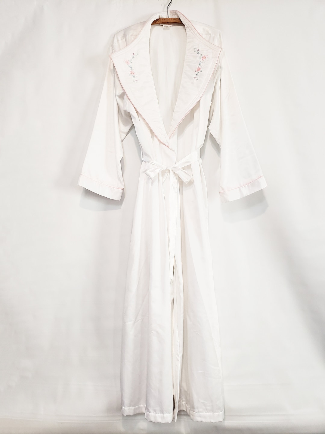 White Satin Robe Fleece Lined XL Barbizon Epic Collar W/ - Etsy