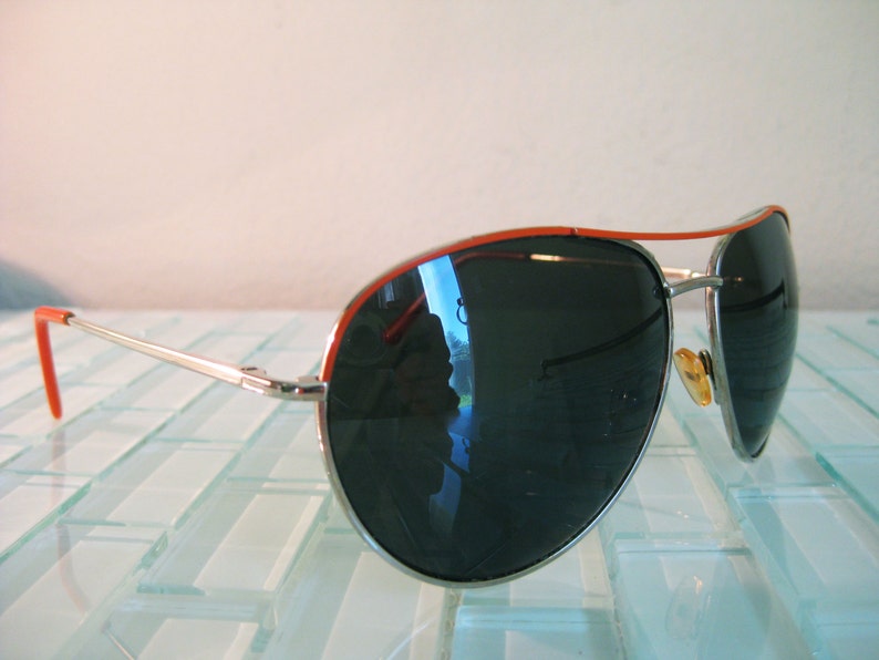 1970s wire Aviators Orange Chrome Aviator Sunglasses | Etsy