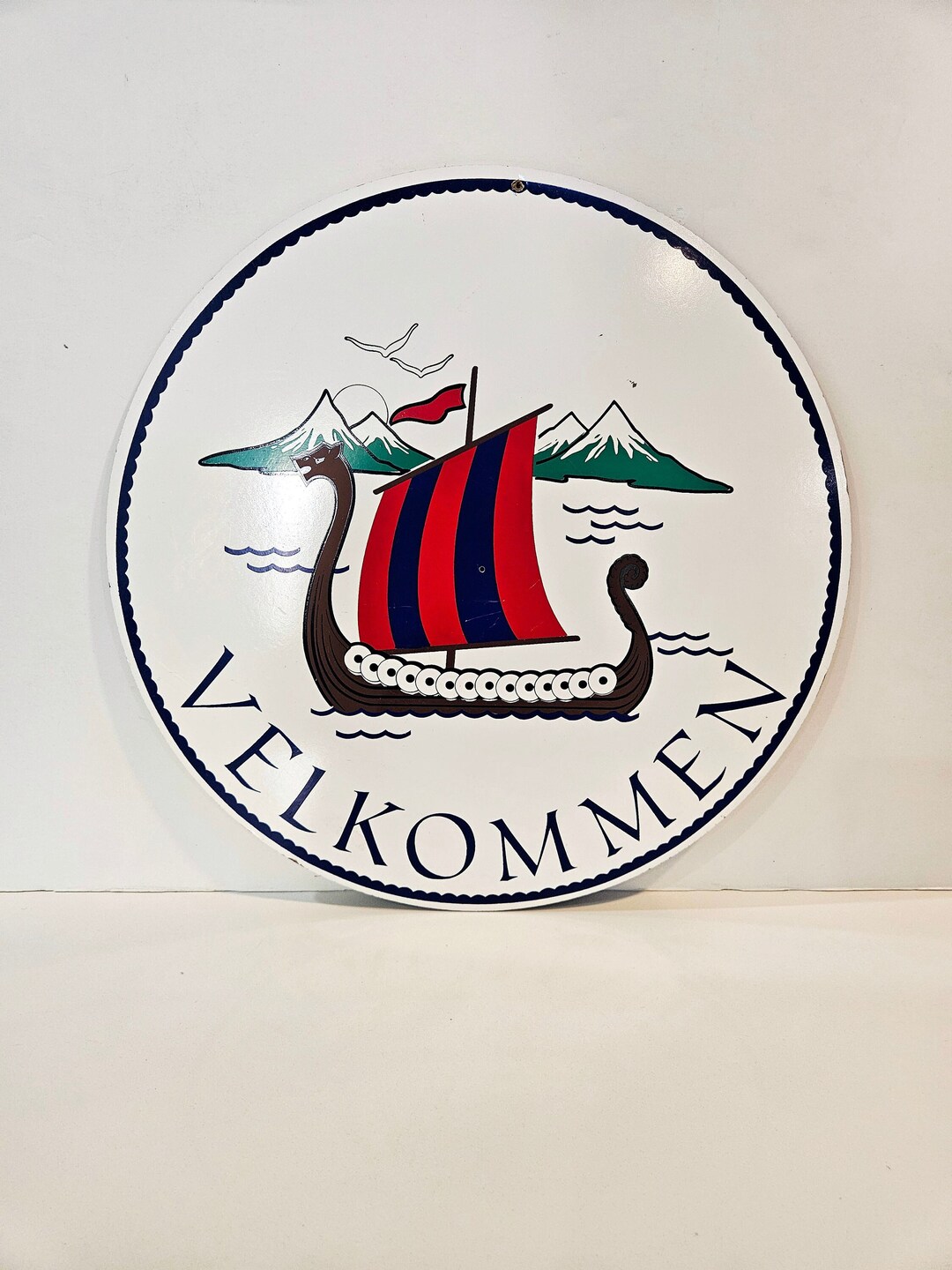 VELKOMMEN BIG Hex Sign 15" - Wood Hex Sign Viking Ship - Scandinavian ...