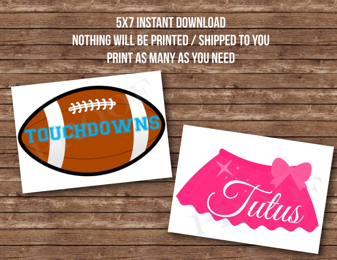 Touchdowns or Tutus Gender Reveal Photo Booth Props (digital Download ...