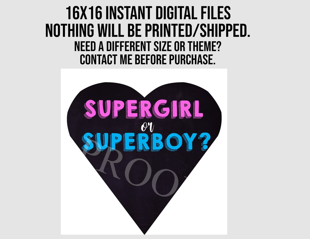 16x16 Supergirl Superboy INSTANT DOWNLOAD Girl or Boy Box Sign ...