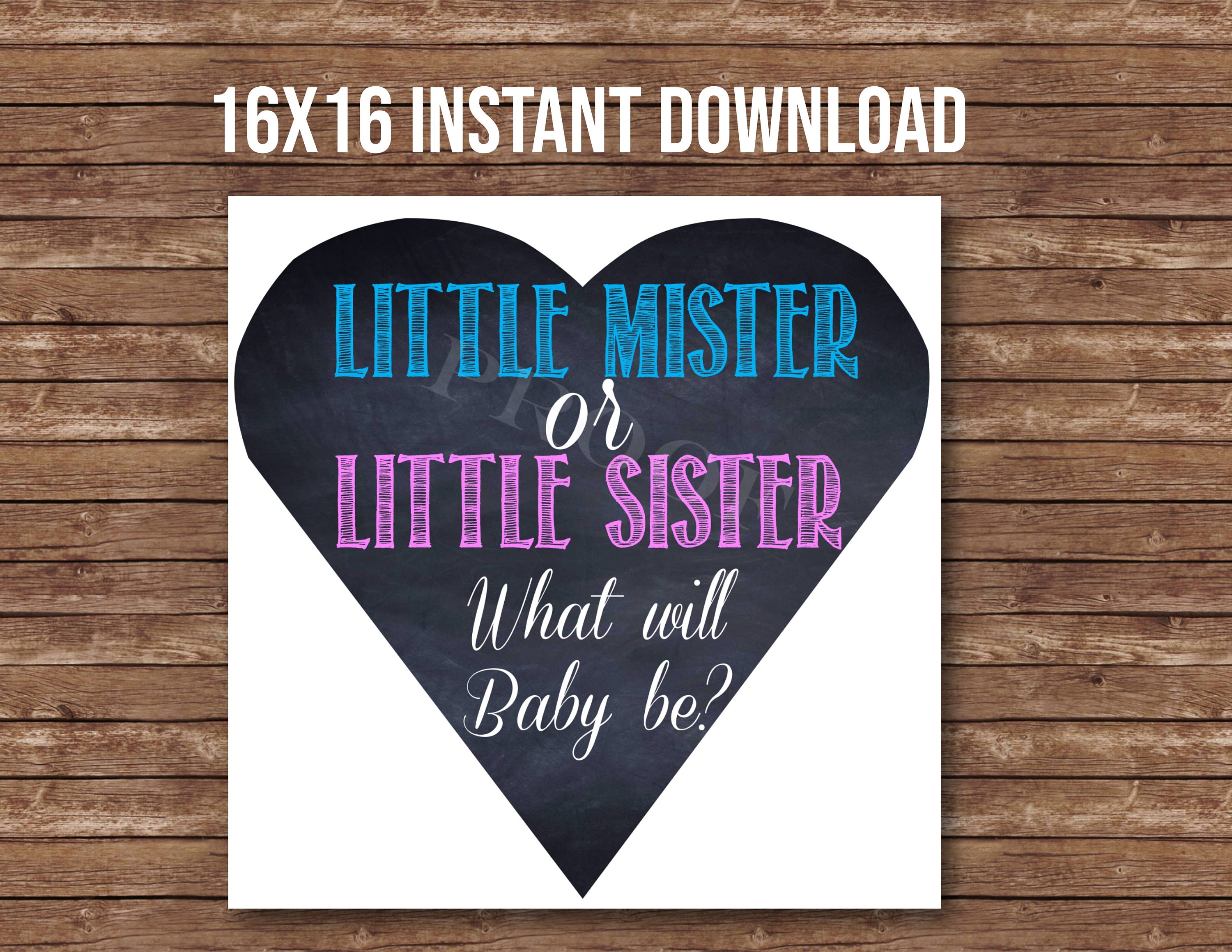16x16 little mister or little sister INSTANT DOWNLOAD Gender | Etsy