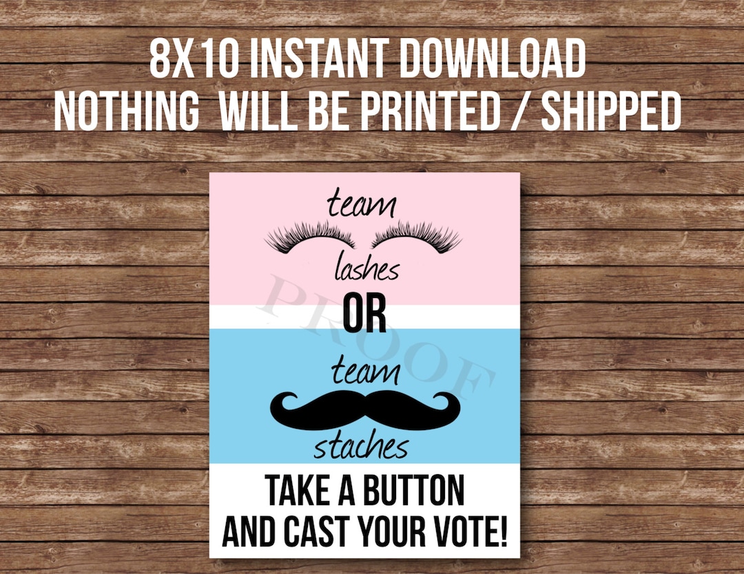 Stashes or Lashes Gender Reveal Sign: Vote Printable (digital Download ...