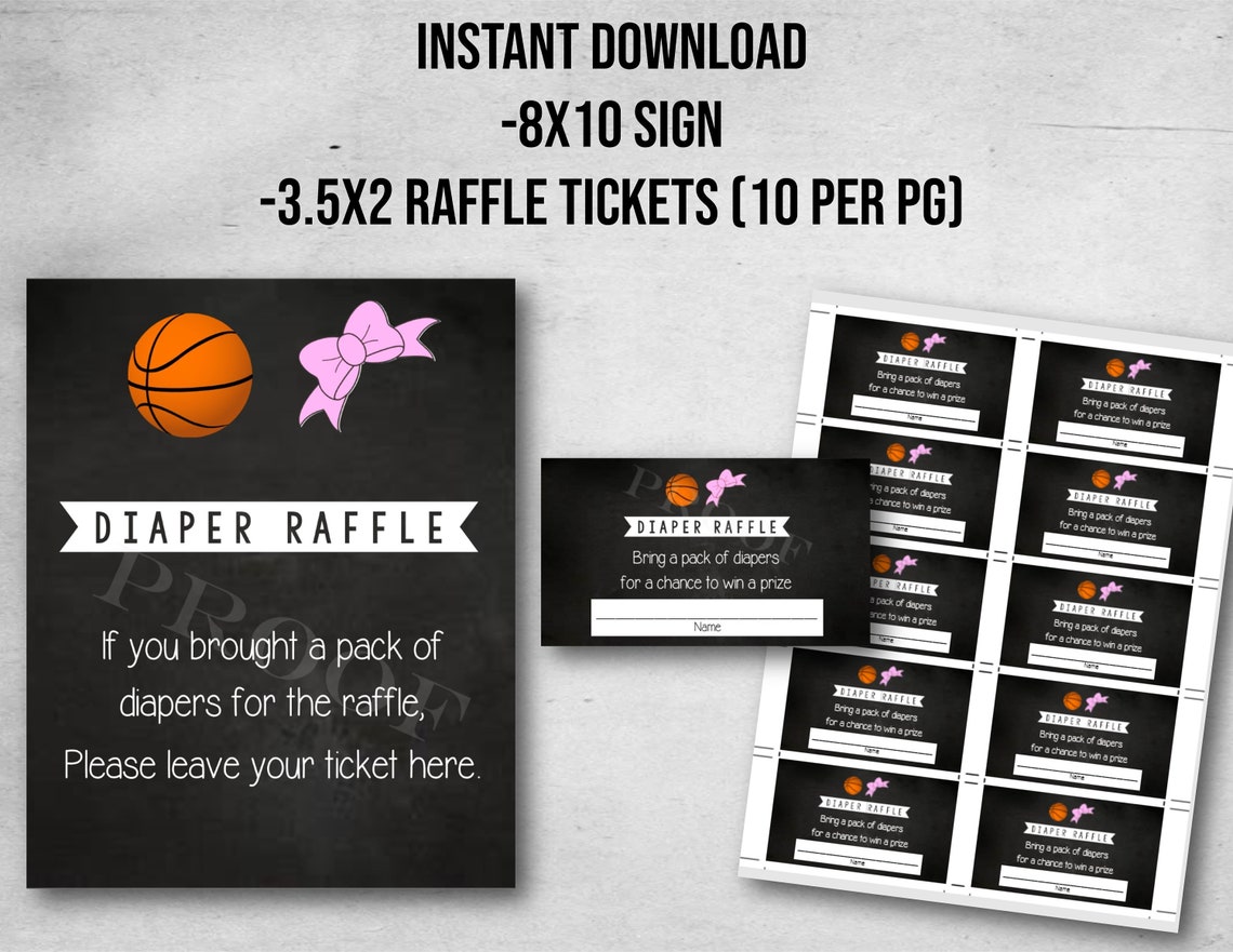 Diaper Raffle Sign AND Tickets Printable Instant Digital Files | Etsy