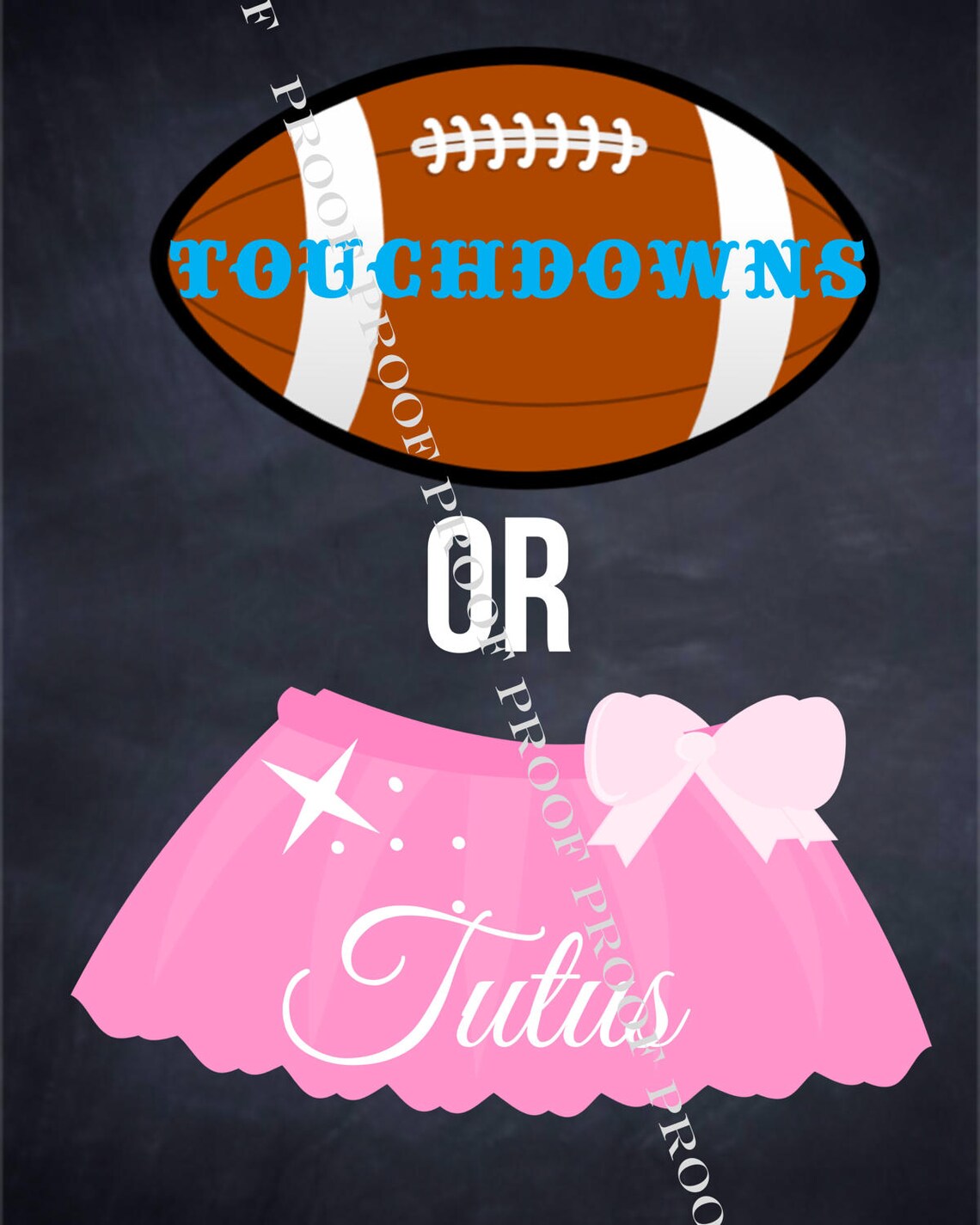 Touchdowns or Tutus Gender Reveal Sign: Pink & Blue (digital Download ...