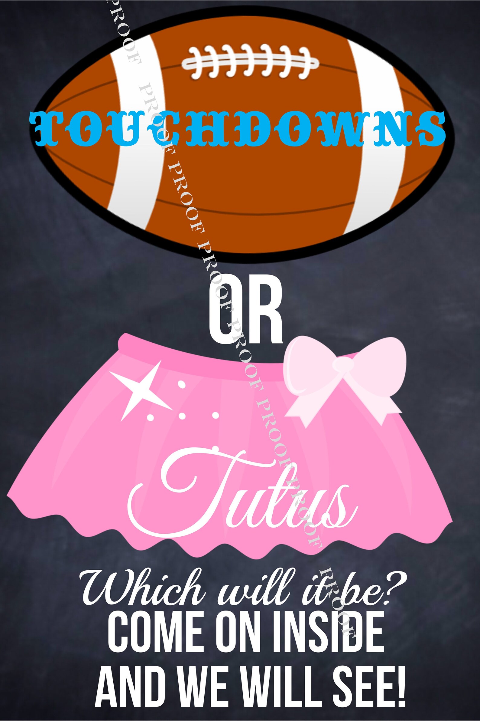 Touchdowns or Tutus 20X30 LARGE format chalkboard INSTANT | Etsy