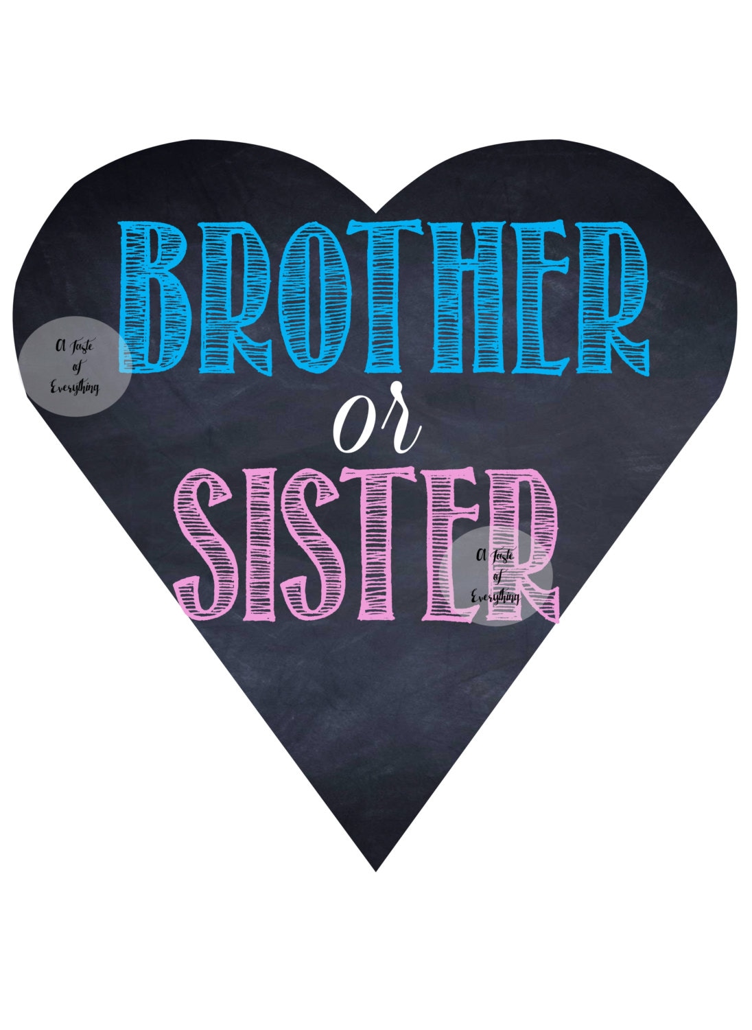 INSTANT DOWNLOAD 26x19 Brother and Sister heart gender reveal | Etsy