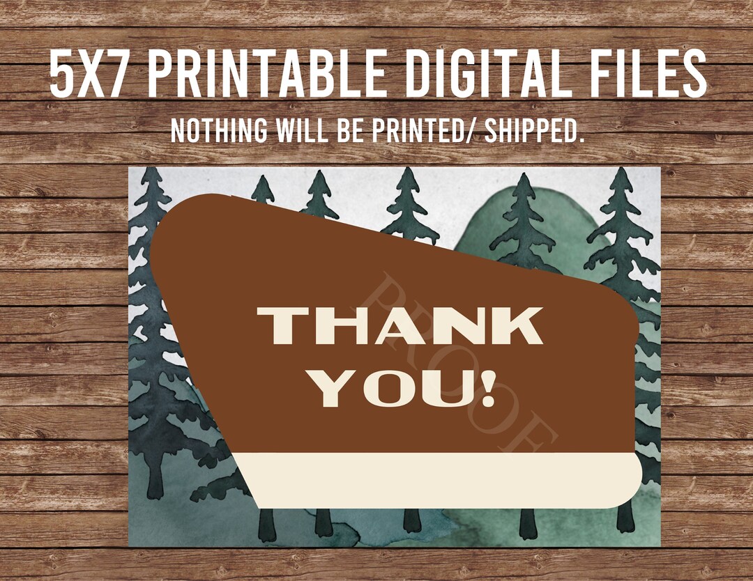 5x7 National Park Thank You FLAT Card PRINTABLE DIGITAL Files. National ...
