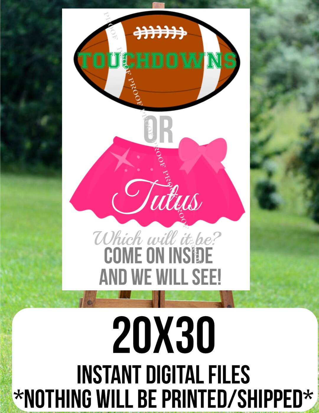 Touchdowns or Tutus 20X30 LARGE INSTANT DIGITAL Files Welcome Sign Door ...