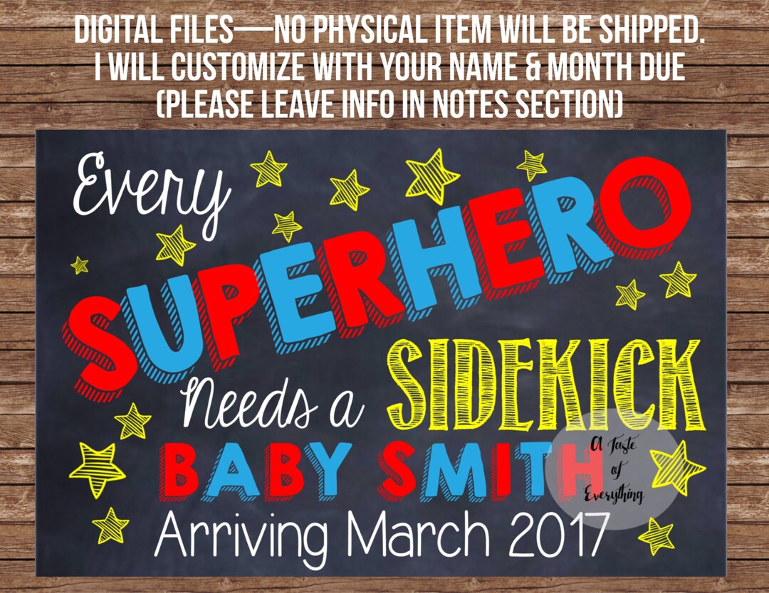 Superhero Pregnancy Announcement: Sidekick Photo Prop (digital Files ...