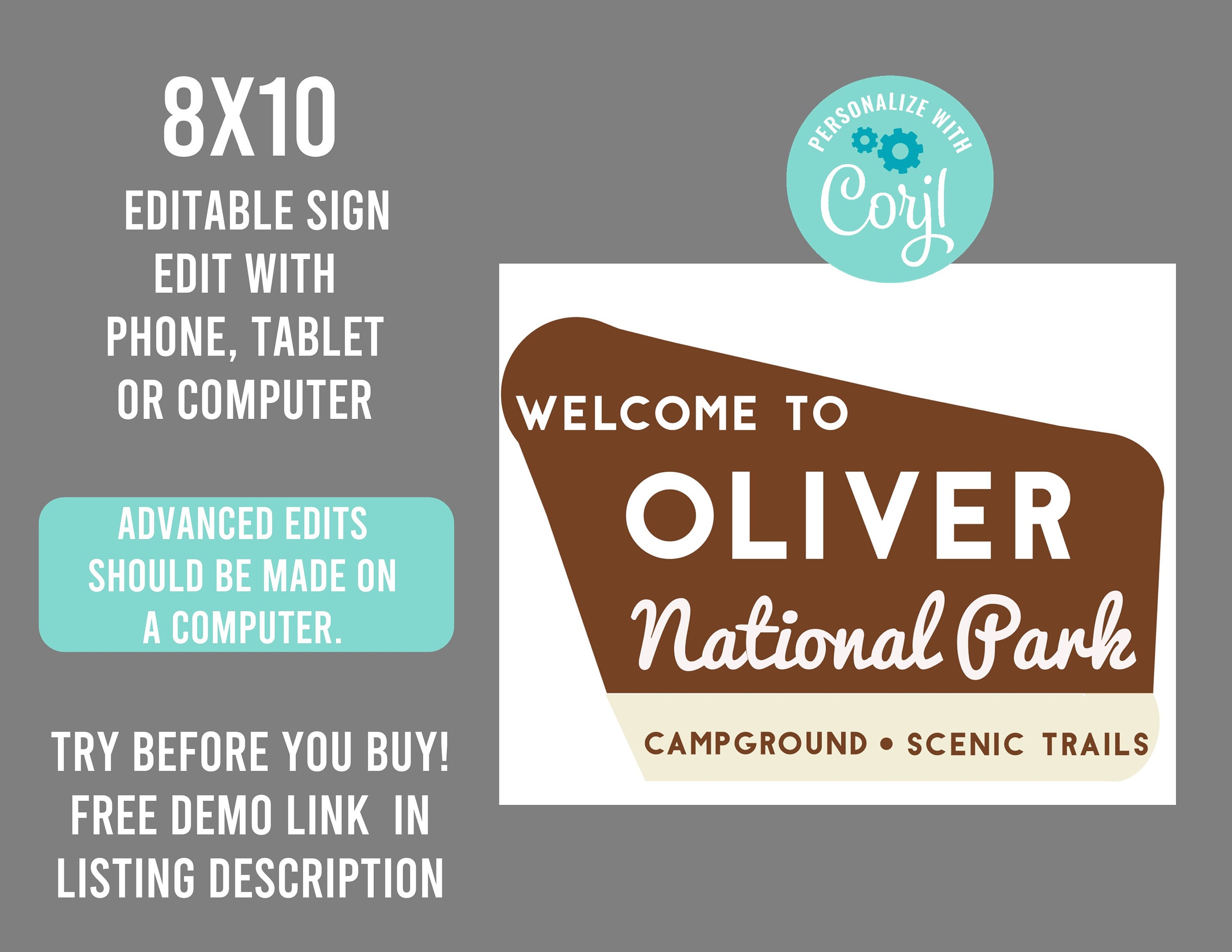 8X10 National Park Sign Editable National Forest National Park ...