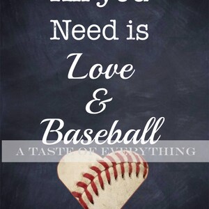 8x10 All You Need is Love and Baseball Valentine Gift Home Kitchen ...
