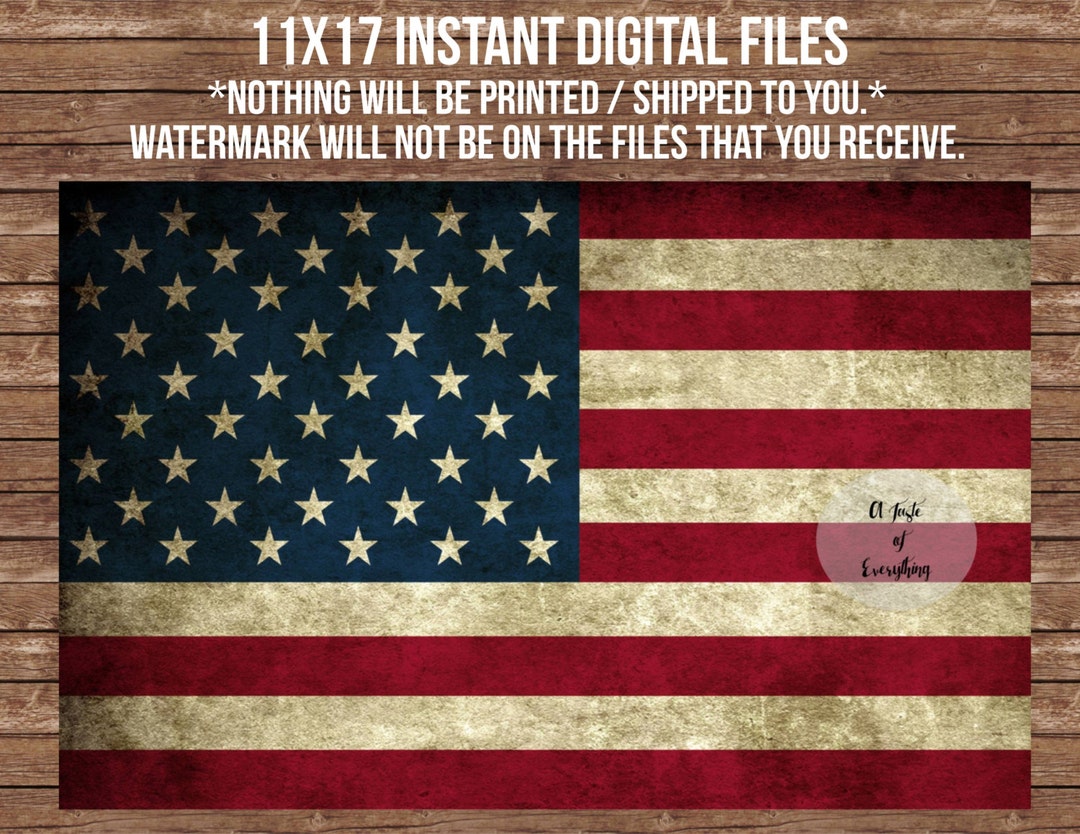 11x17 INSTANT DOWNLOAD DIGITAL File Flag Patriotic American Usa 4th of ...