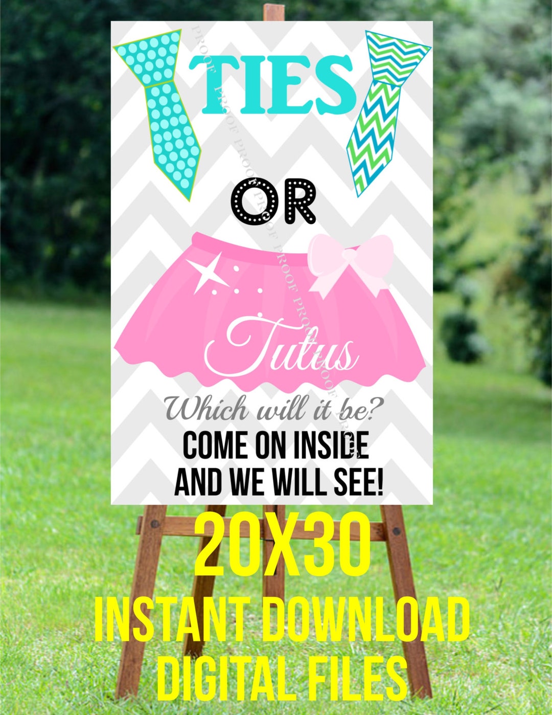 Ties or Tutus Gender Reveal Party Sign (20x30 Digital Files) - Etsy