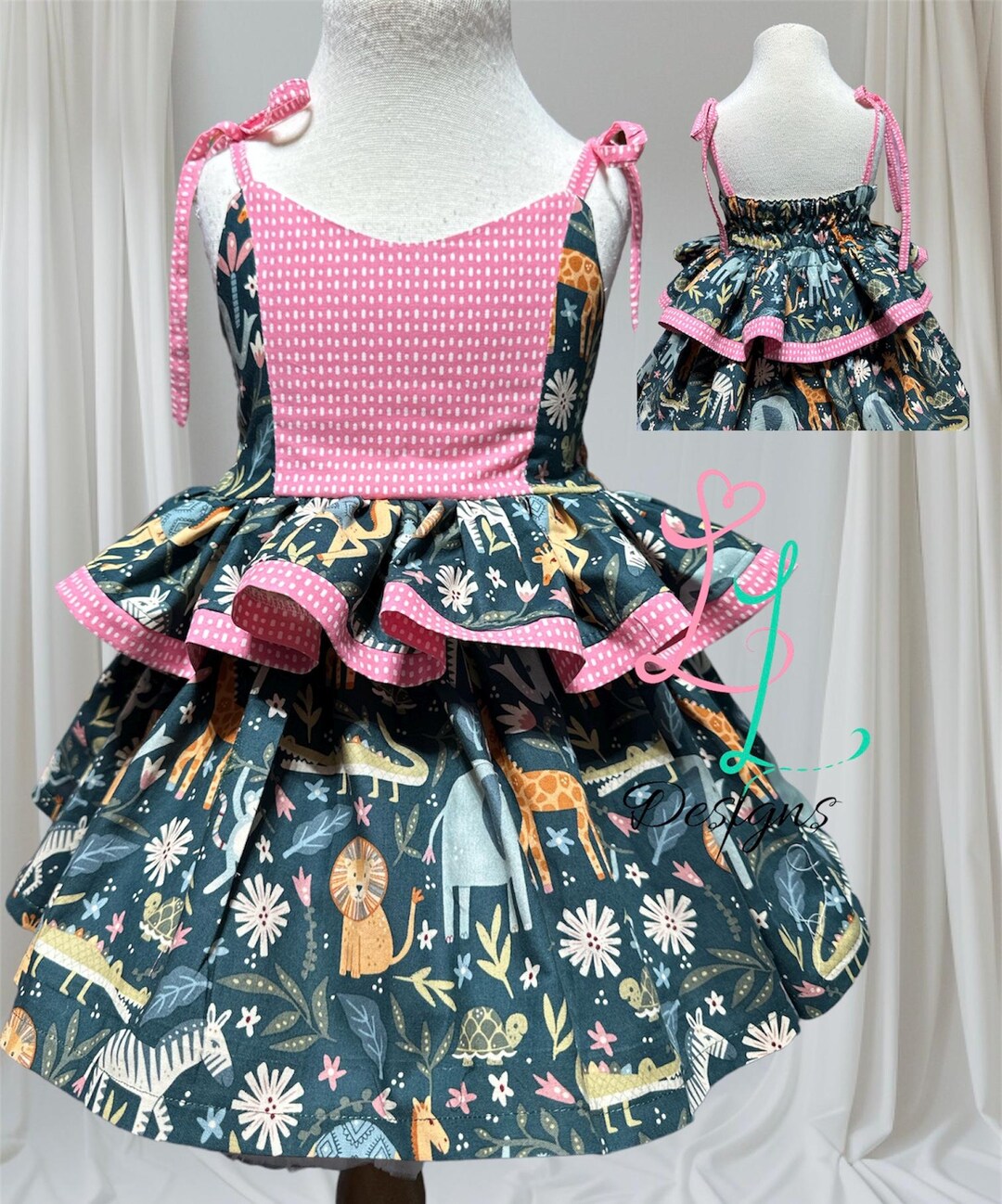 Safari Dress, Jungle Print Dress, Zoo Animals Dress, Princess Dress ...