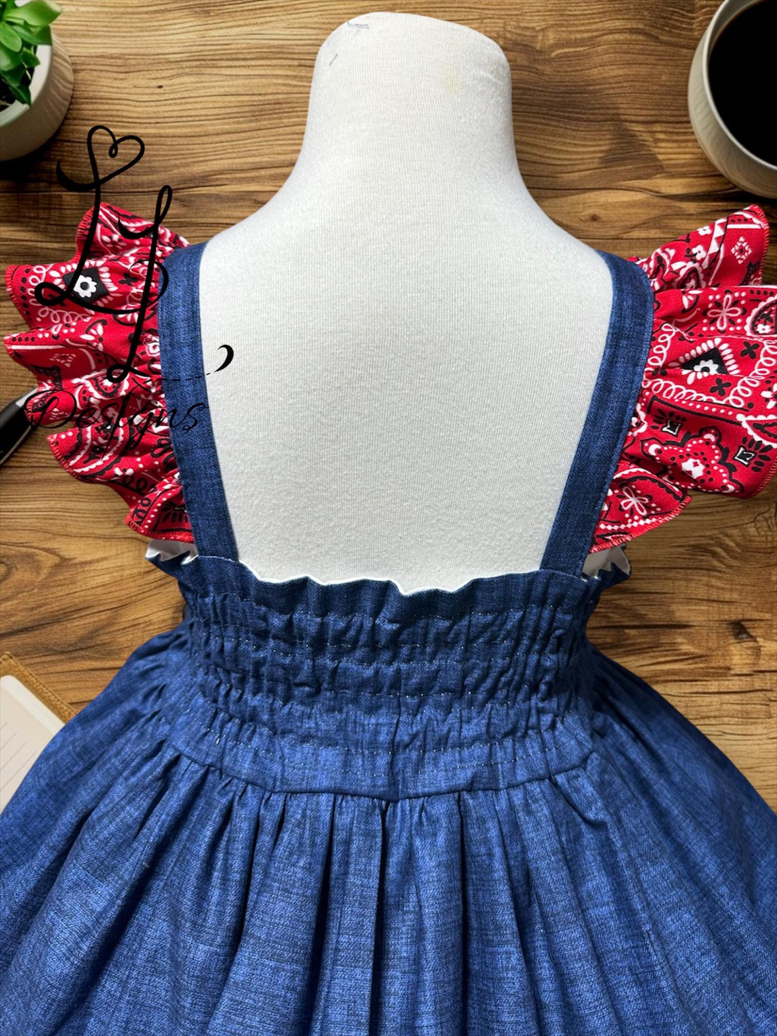 Handmade Farmhouse Dress: Paisley Denim-look Cowgirl Outfit, Country ...