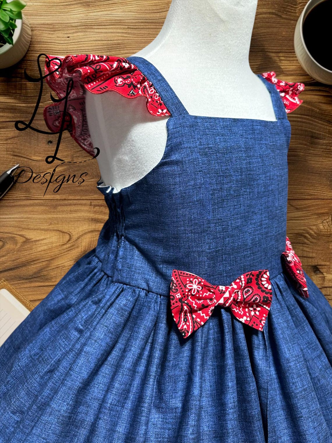 Handmade Farmhouse Dress: Paisley Denim-look Cowgirl Outfit, Country ...