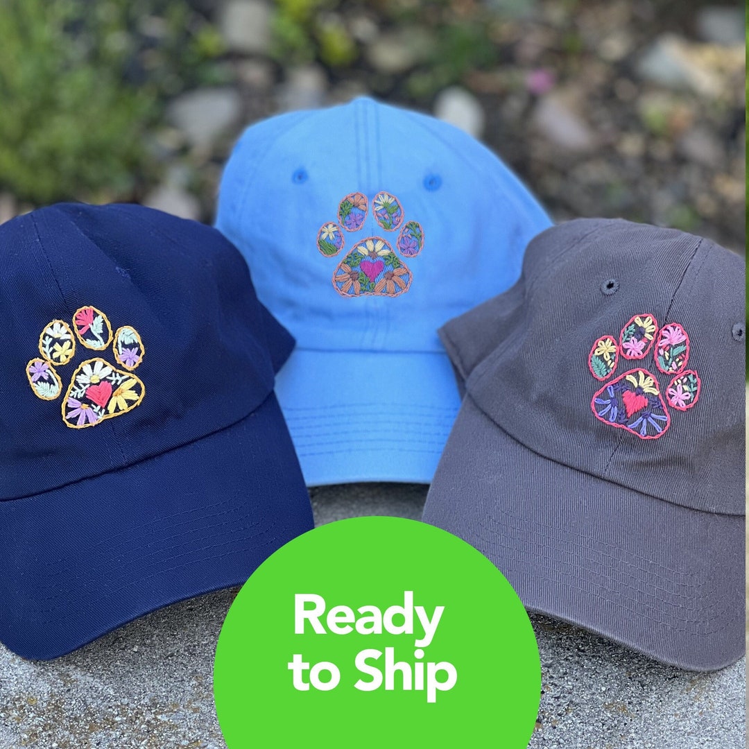 Hand Embroidered Dog Mom Dog Paw Hats READY TO SHIP Baseball Cap/hat ...
