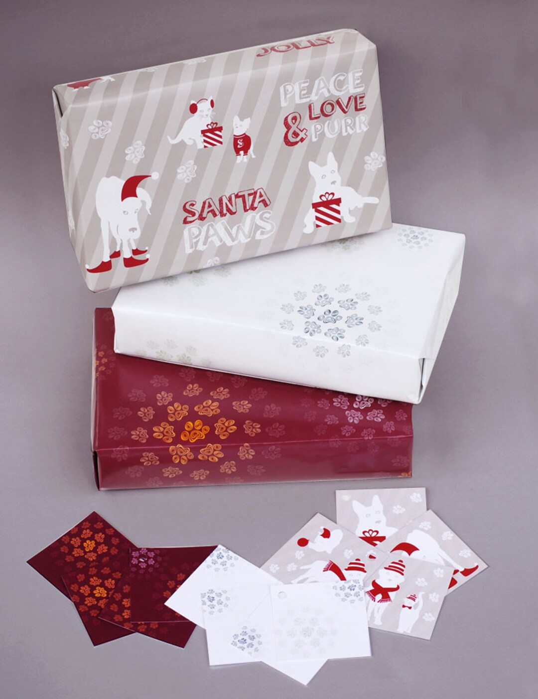 Pet Themed Paw Print Wrapping Paper, GIFT WRAP Set - Pet Themed ...