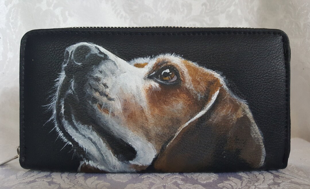 Faux Leather Wallet Hand Painted Portrait of Louie the Beagle - Etsy