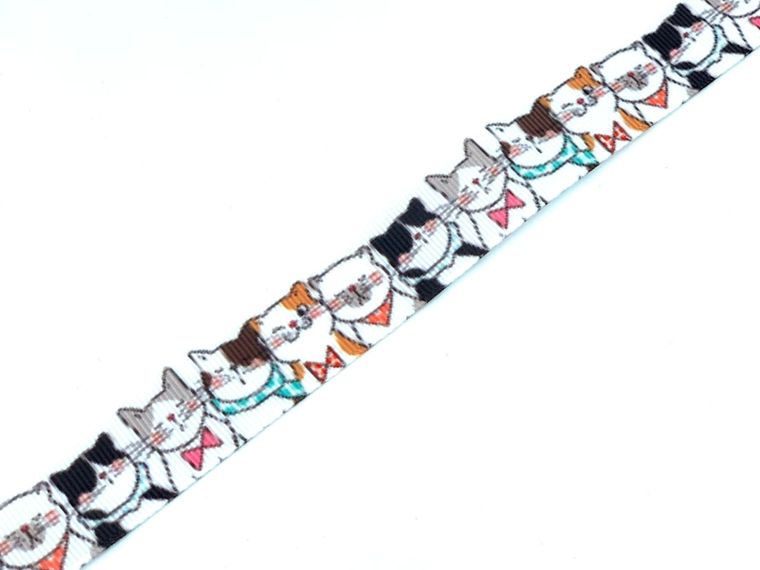 3 Yards of 7/8" Grosgrain Ribbon - Cute Cats Print Ribbon by the Yard ...
