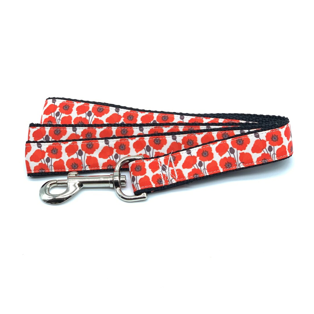Red Poppy Flower Leash With Hook for Walking and Training - Etsy