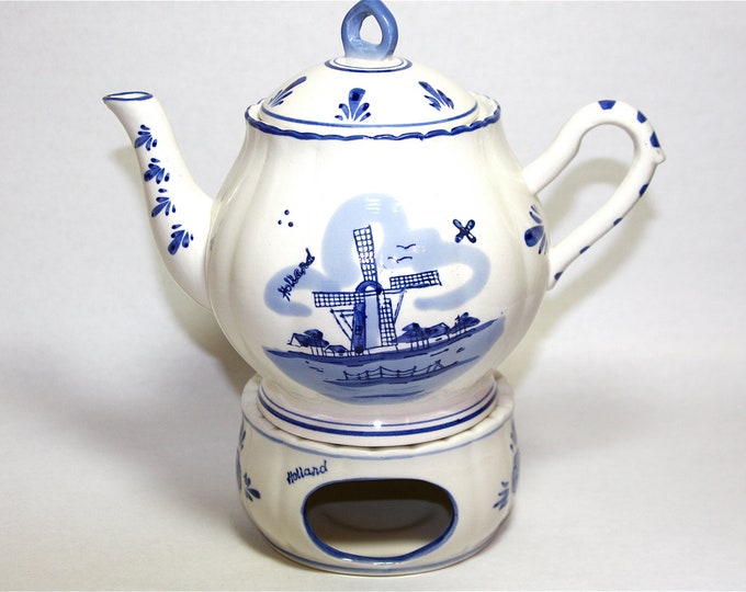 Delft Blue Handpainted Teapot and Warmer Holland - Etsy
