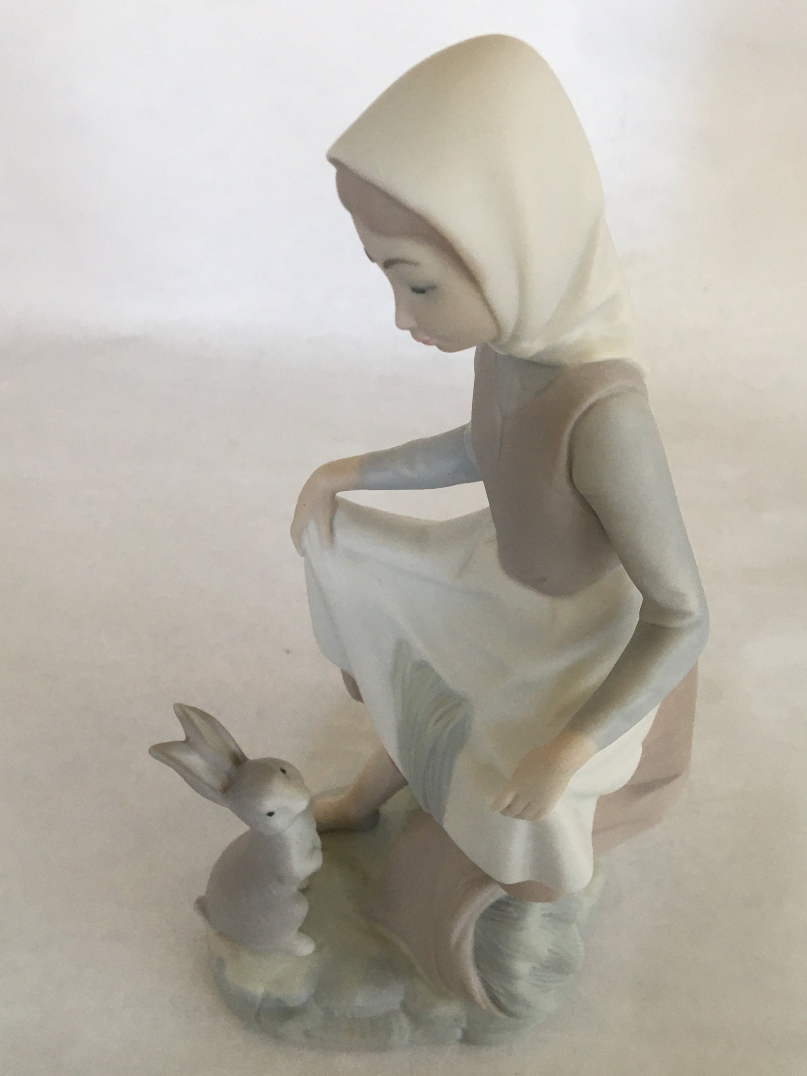 Lladro Girl Feeding a Bunny Rabbit Matte Figurine named | Etsy