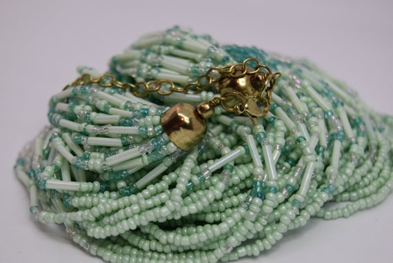 Multi- strand Seed bead necklace Multi -color necklace - Gem