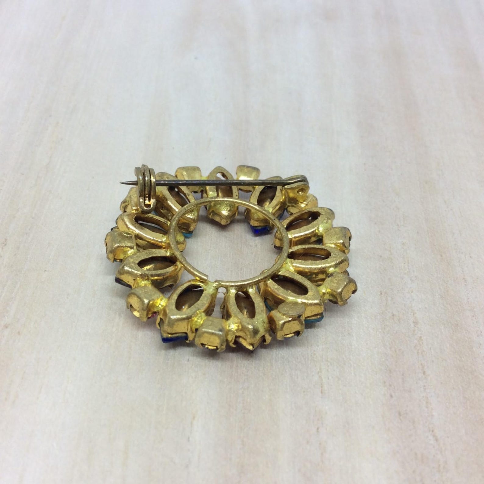 Vintage Brooch Signed Germany Multi Color Rhinestone - Etsy