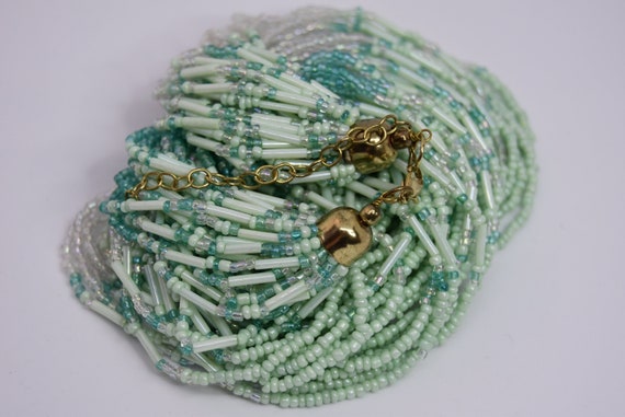 Multi- strand Seed bead necklace Multi -color necklace - Gem