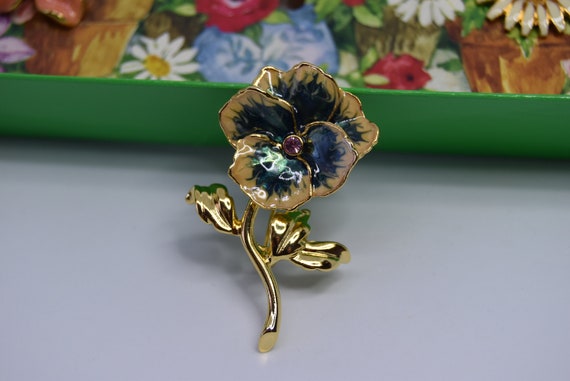 Joan Rivers Colorful enamel Flower pin set Interchang… - Gem