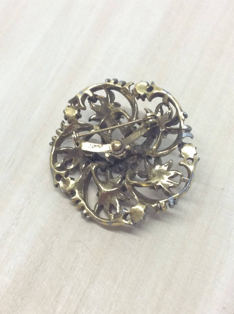 Brooch Coro Vintage Coro Flower Brooch Rhinestone Brooch Multi Color ...