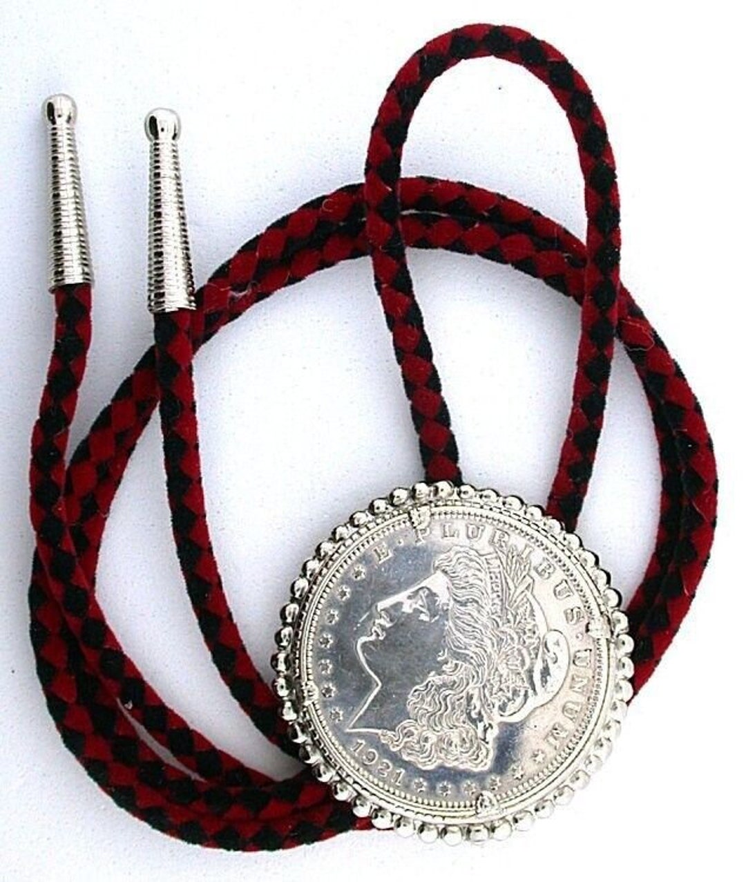 Vintage 1921 Morgan Silver Dollar Bolo Tie With Cord Tips Ebs6703/101123 - Etsy