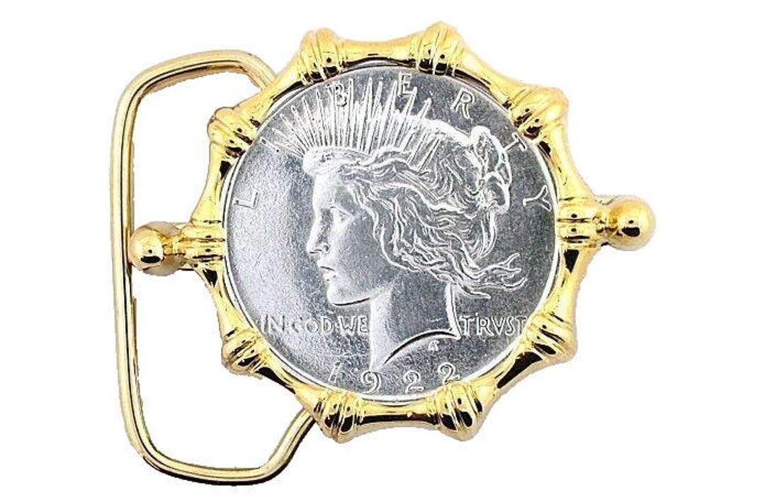 Gold Color REAL 1922 Peace Silver Dollar Belt Buckle EPBB154/62324 - Etsy