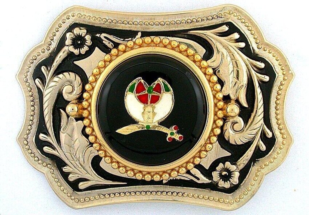 Gold Color Western Shriners New Old Stock 3 7/10 Belt Buckle EPBB246 ...