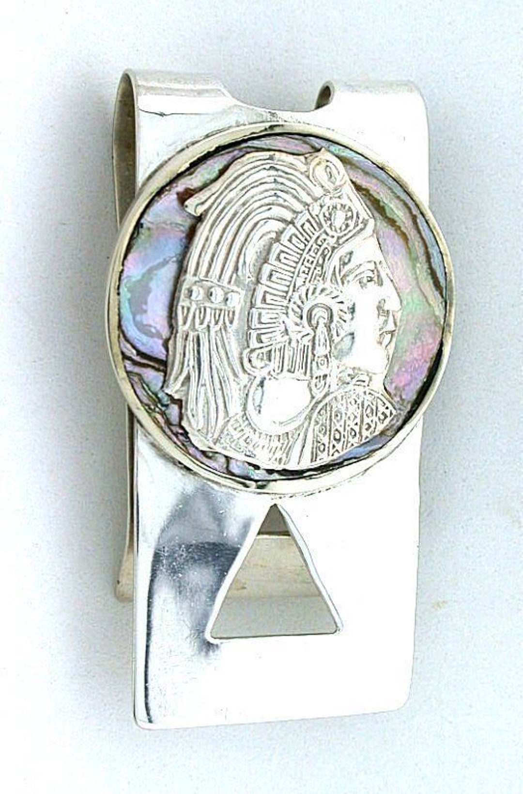2 1/5 X1 1/5 Inch Aztec Montezuma Pure .925 Sterling Silver Abalone ...