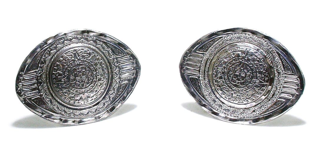 Vintage Aztec God Tlaltecuhtli Mexican Eye Sundial Sterling Silver ...