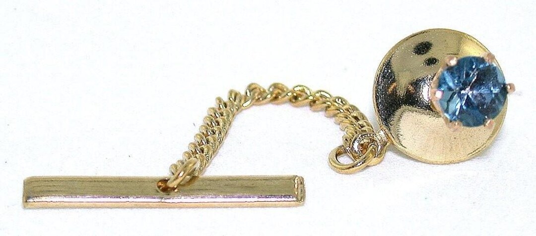 14kt Yellow Gold 5mm Round London Blue Topaz Gemstone Tie Tack ESTT93 ...